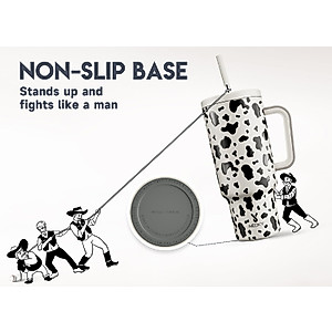 Meoky 40 oz Tumbler with Handle and Straw, Tumbler with Lid and Straw, Insulated Stainless Steel Travel Mug, 100% Leak-proof, Keeps Cold for 34 Hours or Hot for 10 Hours (Cow)