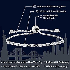 Gem Stone King 925 Sterling Silver 2.5MM Round Gemstone Birthstone Tennis Bracelet | Fits Up To 9 Inch Wrist | Adjustable Bolo Bracelet For Women | Easy-On Easy-Off