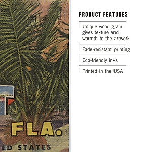 Lantern Press 6x9 Inch Wood Sign, Ready to Hang Wall Decor, Key West, Florida, Large Letter Scenes