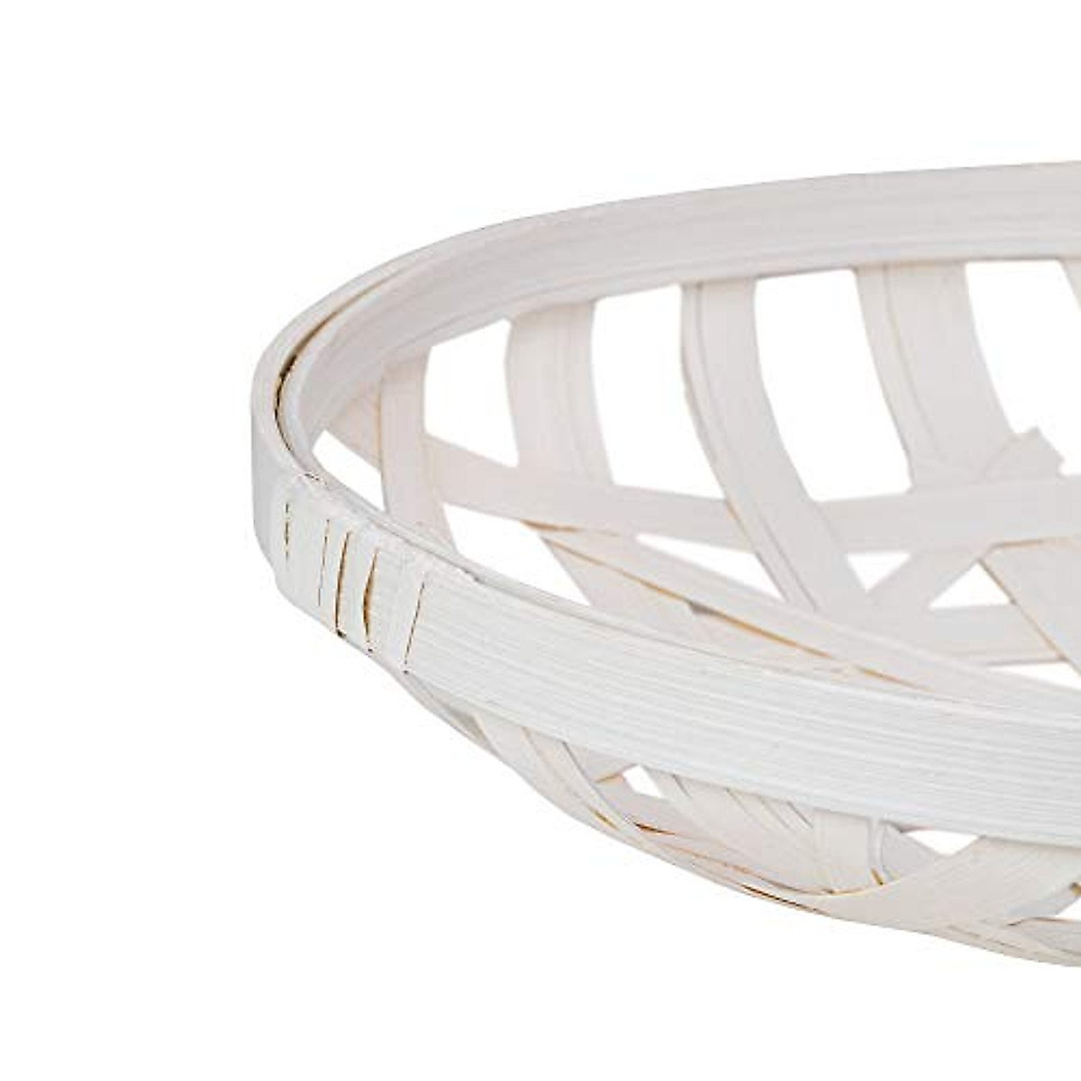 Set of 3 Snow White Round Lattice Tobacco Table Top Baskets