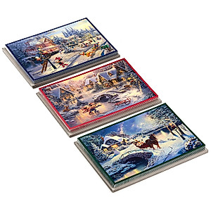 Hallmark Thomas Kinkade Boxed Christmas Cards Assortment, Mickey Mouse (3 Designs, 24 Cards with Envelopes)