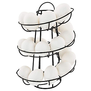 Hovico Egg Skelter Spiral Design Metal Egg Skelter Dispenser Rack,Storage Display Rack (Black)