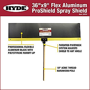 HYDE 28000 Proshield Flexible Labeled Spray Shield, 36 in L X 9 in W, Aluminum, 36 x 9, Yellow
