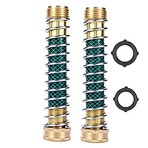 ZKZX Garden Hose Coiled Spring Protector with Solid Brass Faucet Hoses Coupling Adapter Extension 2Pcs (2pieces)