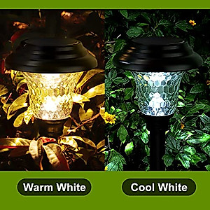 Balhvit Upgraded Glass Solar Lights Outdoor Caps, Pathway Lights Replacement Top Part Panel, 900mAh Battery Capacity Garden Light Caps, Stainless Steel LED Landscape Lighting (NO Battery Included)