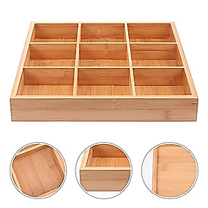 Cabilock Veggie Tray Bamboo Serving Tray Divided Platter Wooden Food Server with Handle Candy Bowl Sushi Plate 9 Compartments for Japanese Taco Dip Parties Chip Bowls for Parties