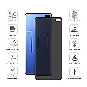[2 Pack] YWXTW Galaxy S10 Plus Privacy Screen Protector, Tempered Glass Anti-Spy 9H Hardness Black Film for Samsung Galaxy S10 Plus, 3D Touch Anti-Peek Anti-Scratch Bubble Free Easy Install