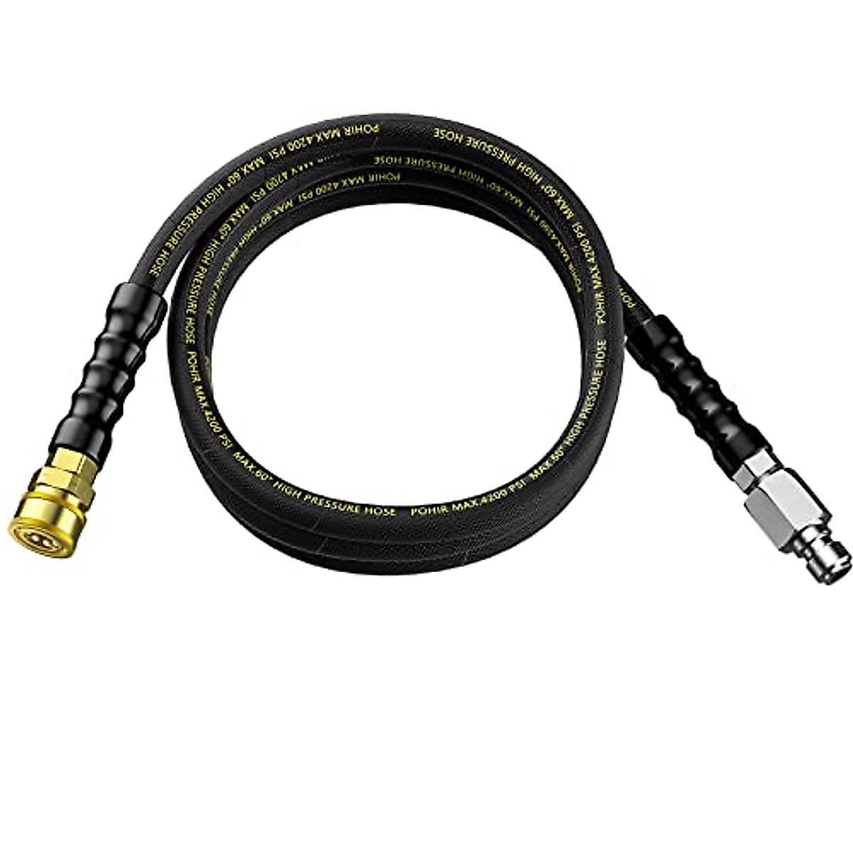 POHIR Pressure Washer Whip Hose 10 FT, Adapter Set 8 Pack, 2 Different M22-14 Swivel to 3/8'' Male and Female Quick Connect, 3/4" Brass Garden Hose Quick Release Connector M22 15/14mm to 14mm Fitting
