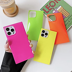 COCOMII Square Case Compatible with iPhone 13 Pro - Slim, Glossy, Solid Color, Electrifying Neons, Easy to Hold, Anti-Scratch, Shockproof (Neon Pink)