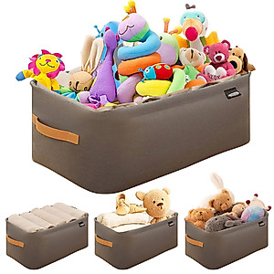 ZXRMY Large Fabric Storage Baskets with Handles 4 Pack Collapsible Storage Bins for Shelves Organizing 16 X 11 X 9.8'' Canvas Basket for Closet Organization