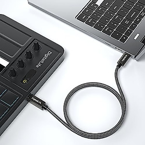 DigitalLife 2m USB Type C to B MIDI Interface Converter Cable, Compatible with Windows 11 / macOS 14 Sonoma (Metal, Nylon Braided)