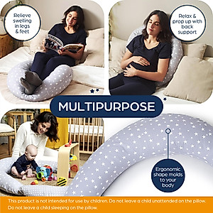 Niimo XXL Pregnancy Pillows for Sleeping & Feeding - 100% Cotton Maternity Pillow Cover, Machine-Washable Body Pillows for Adults, Full Body Pillow & Breastfeeding Pillow, Pregnancy Must Haves