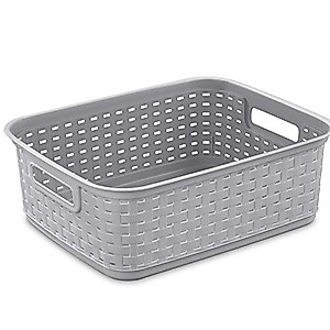 Sterilite 12726A06 Short Weave Basket, Cement, 6-Pack
