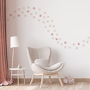 QUCHENG Boho Wall Decal Star Stickers Kids Toddler Bedroom Removable Stickers Decor Nursery Livingroom Vinyl Waterproof Wall Decoration 6 Sheets