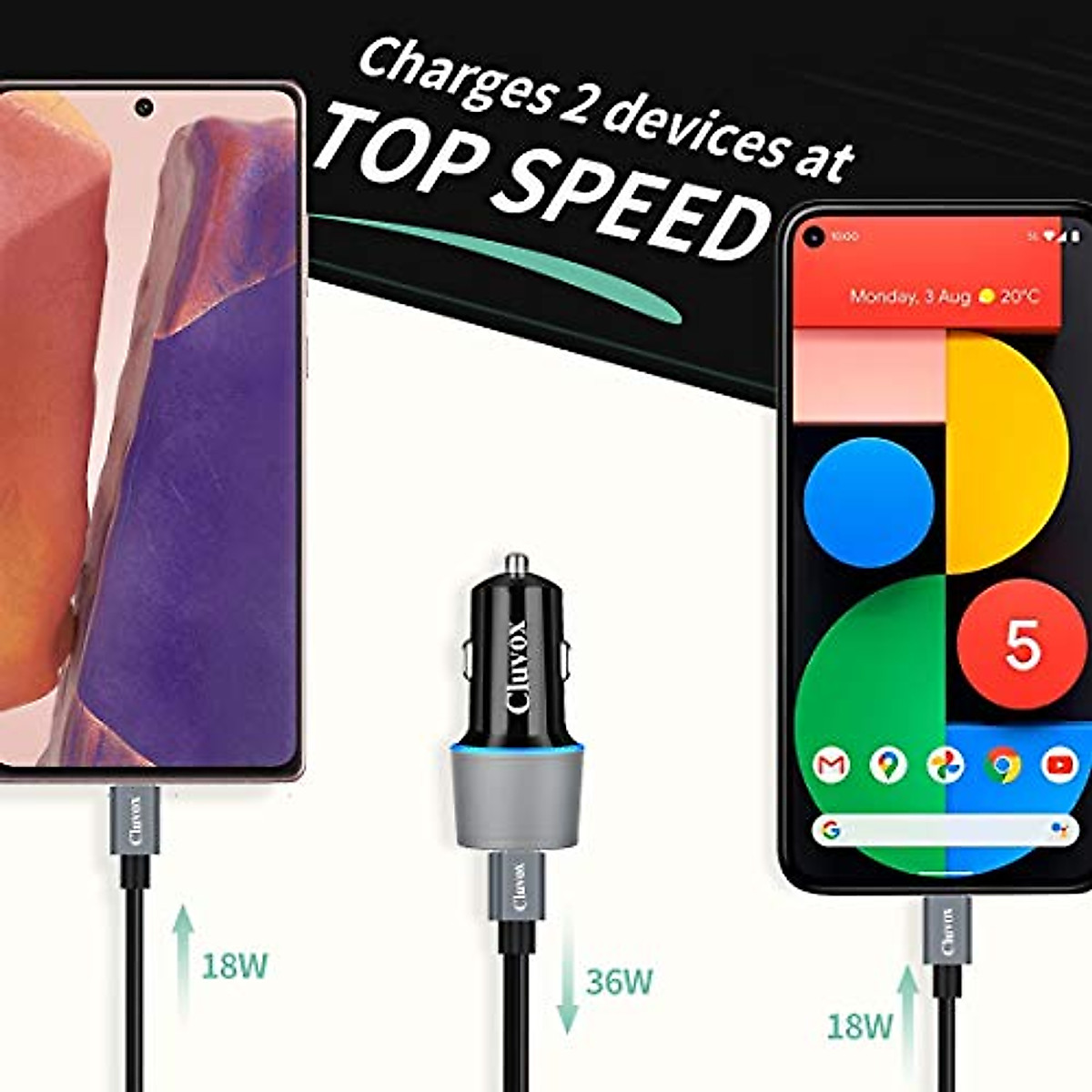 Dual 20W USB C Car Charger, Fast Charging Compatible for iPhone 14/Plus/13/12 Pro/Max/Mini/11, Samsung Galaxy S22/S21, iPad Pro Cigarette Lighter USB Charger Adapter