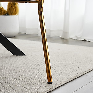 RIGHTPARTS Boucle Dining Chairs Set of 4, Modern Upholstered Fleece Fabric Kitchen Chairs, Mid-Century Round Dining Chairs Curved Backrest Metal Legs for Dining Room/Living Room (Black 1, 4)