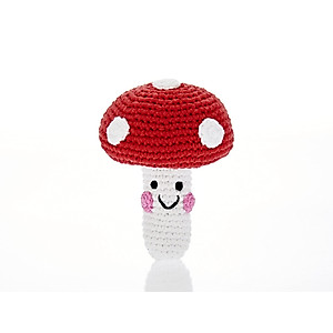 Pebble 200-005CR Fair Trade Handmade Crochet Cotton Red Toadstool Rattle 1 count
