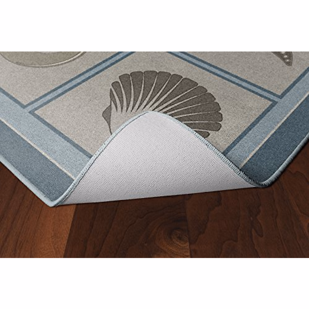 Brumlow Mills Beach and Ocean Area Rug for Living or Bedroom Carpet, Dining or Kitchen Rug, Deck, Patio or Home Decor, 3'4" x 5', Gray/Blue Square Beach Seashells