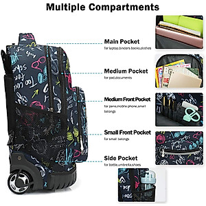 Tilami Rolling Backpack Laptop 18 inch with Lunch Bag, Weekend