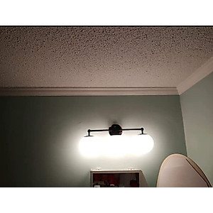 OUVR 3-Light Black Bathroom Light Fitures Mid Century Modern Vanity Light Black Milky Glass Ball Wall Light for Bathroom(Matte Black, 3-Light)