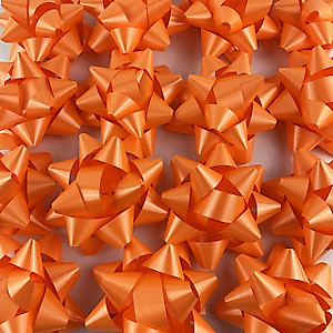 Worlds Orange Confetti Gift Bows Star Gift Bows for Christmas Gift Wrap Bows 3-3/4" Inch(15 Pack)