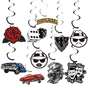 RicaBili 30Pcs Cholo Swirl Decorations Hanging Spiral Ornaments, Cholo Theme Streamers Birthday Party Decor, Early 2000s Party Centerpieces for Teens, Cholo Classic Spiral Favors for Birthday Party