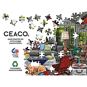 Ceaco - Tracy Flickinger - Lake Cabin - Oversized 300 Piece Jigsaw Puzzle, 24 x 18