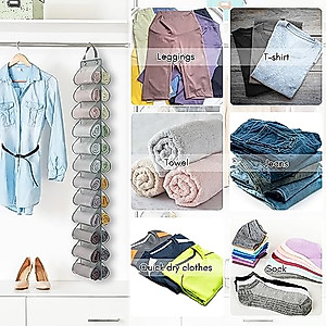 Fixwal Legging Organizer Legging Storage Bag Storage Hanger Closet Organization Holds 24 Leggings or Shirts, Jeans, and More - Grey