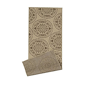 Silk Road Concepts Collection Rugs, 2'7" x 7', Beige Medallion