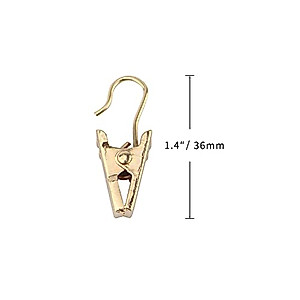 Suneration 36PCS Small Curtain Clips Heavy-Duty Hooks for Hanging Clamp Hangers for Shower Home Decoration, Photos, Art Craft Display and Outdoor Activities Supplies - Gold