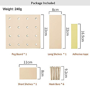 LITOON Floating Wall Mounted Shelves Wall Hanging Racks Peg Board Plastic Wall Storage Shelves for Bedroom, Bathroom, Kitchen (Beige)