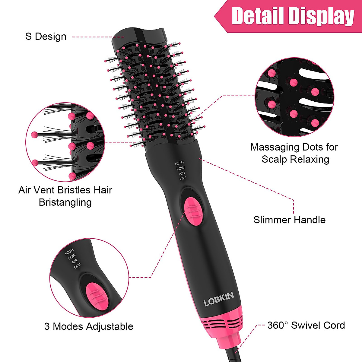 Hair Dryer Brush 2.0,Blow Dryer Brush in One - 4 in 1 One-Step Hair Dryer and Styler Volumizer with Negative Ion Anti-frizz Hot Air Brush for Drying Straightening Curling Salon