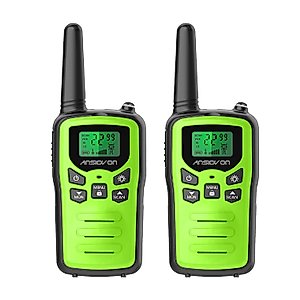 Walkie Talkies, ANSIOVON Walkie Talkies for Adults Long Range 22 Channels Walky Talky VOX Scan LCD Display Flashlight Two Way Radio for Family Biking Hiking Camping Cruise (2 Pack Green)