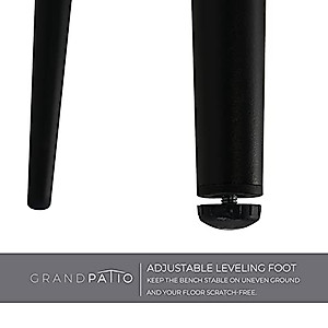 Grand patio Outdoor/Indoor Aksel 2-Seat Bench, Steel Frame Leather-Look Resin Wicker Bench with Tapered Legs, Scandinavian Style Bench for Small Front Porch Entryway Bench for Garden Dining