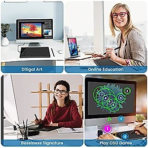XOPPOX Graphics Drawing Tablet 10 x 6 Inch Large Active Area with 8192 Levels Battery-Free Pen and 12 Hot Keys, Compatible with PC/Mac/Android OS for Painting, Design & Online Teaching