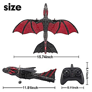 ANTSIR RC Plane for Kids, 2 Channel Remote Control Dragon Airplane with Gyro System, Flying Dino Toy Gift for Beginners Learning to Fly