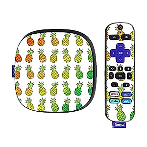 MightySkins Skin Compatible with Roku Ultra HDR 4K Streaming Media Player (2020) - Rainbow Pineapples | Protective, Durable, and Unique Vinyl Decal wrap Cover | Easy to Apply | Made in The USA