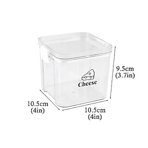 Yomjarl 2 Pack Cheese Container for Refrigerator Airtight Creamer Container with and Lid Cream Cheese Sliced Cheese Box Cheese Saver for Fridge Keeper Cream Block Shredded Cheese Storage Box Clear