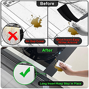 Silicone Stove Counter Gap Cover / Filler by Kindga 25" Long, Sealing Spills Between Kitchen Appliances Washing Machine and Stovetop, Set of 2 (Black)