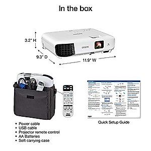 Epson EX3280 3-Chip 3LCD XGA Projector, 3,600 Lumens Color Brightness, 3,600 Lumens White Brightness, HDMI, Built-in Speaker, 15,000:1 Contrast Ratio ()