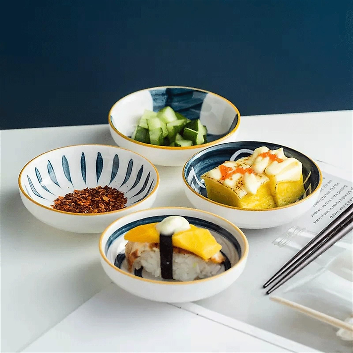 TRESORS Appetizer Plates Snack Bowls Round Soy Sauce Bowl Ceramic Bowl Dipping Bowl Suitable For Side Dishes Dessert Dessert Dipping Bowl Salad Plates Dinner Plates