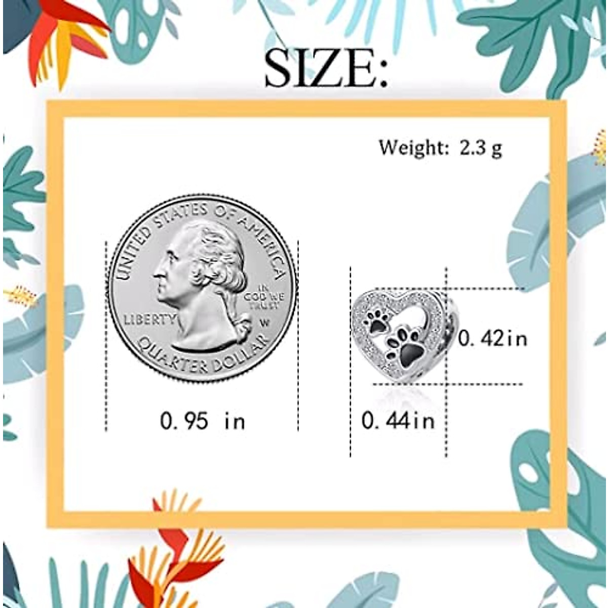 DWJSu Pet Dog Mom Cat Paw Print Animal Charms Prints On My Heart Charm fit Pandora Necklace Bracelet for Mother's Day Gift