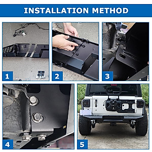 Rear Bumper for Jeep 2007-2018 Wrangler JK Unlimited, HAWKLEY Alloy Steel Full Width JK Rear Bumper with D-ring and 2" Standard Receiver Hitch for 07-18 Wrangler JKU Unlimited 4WD 2WD