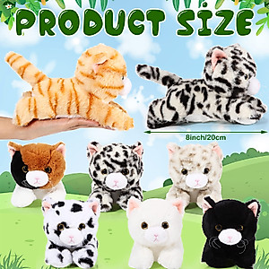 Libima 8 Pcs Cat Stuffed Animals Bulk 8 Inch Plush Kittens Cat Theme Party Favors Carnival Awards Birthday Party Gifts Assorted Cute Pet Toys Party Decor(Lying)