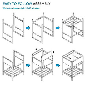Transolid TFH-2522-SS 25 in. x 22 in. x 34.3 in. Stainless Steel Laundry Sink with Wash Stand in Brushed Satin