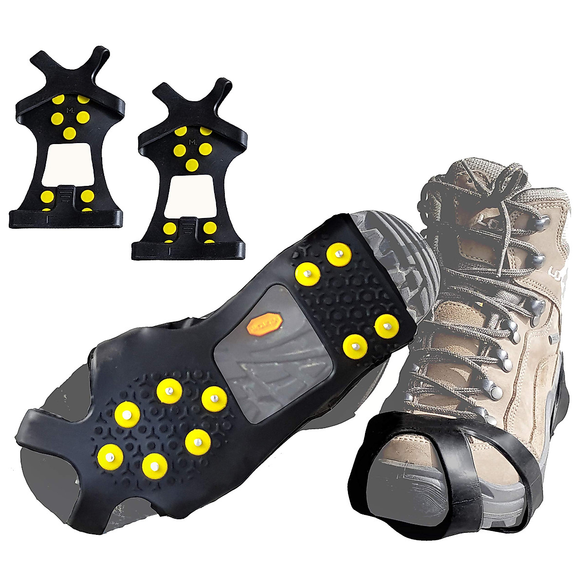 Limm Ice Snow Traction Cleats - Medium Lightweight Crampon Cleats for Walking on Snow & Ice - Portable Anti Slip Grippers Fasten Quickly & Easily Over Shoes, Boots and Other Footwear
