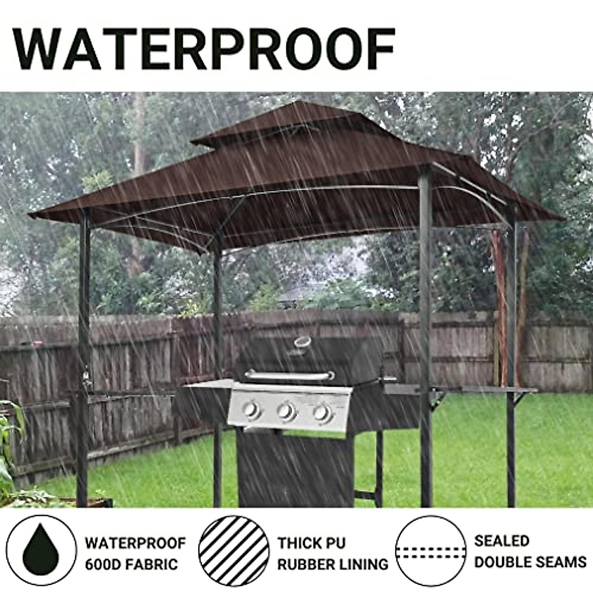 Grill Gazebo Canopy Replacement for L-GZ238PST-11, Grill Canopy for Outdoor Grill Canopy Feplacement Cover, Grill Tent Canopy, BBQ Grill Gazebo Canopy Replacement Cover for Grill Gazebo, BBQ Canopy