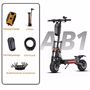 ANDBEE Electric Scooter 6000W High Power Dual Drive Motor,Top Speed 55 MPH,60V38AH Long Range Battery Up to 65 Miles 11'' Off-Road Tires Adult Electric Scooter with Detachable Seat,black,(AB1)