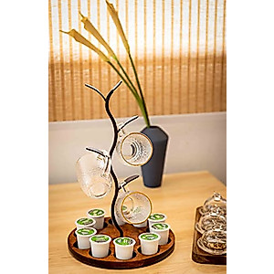 SASIDO Coffee Mug Tree and K Cup Holder, Coffee Cup Holder for Counter, Coffee Pod Holder with MugStorage Rack, Coffee Bar Decor Accessory & Kitchen Organizer, Gift for Coffee Lover, Black