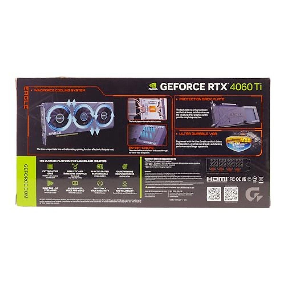 Gigabyte GeForce RTX 4060 TI EAGLE Graphics Card - 8GB GDDR6 18Gbps 128bit, PCI-E 4.0, 2X DisplayPort 1.4, 2X HDMI 2.1a, NVIDIA DLSS 3, Supports 4K, Ada Lovelace Arch, GV-N406TEAGLE-8GD